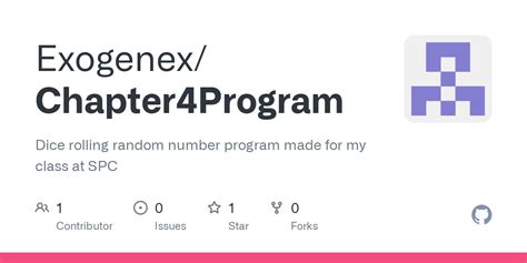GitHub Exogenex Chapter Program Dice Rolling Random Number Program Made For My Class At SPC