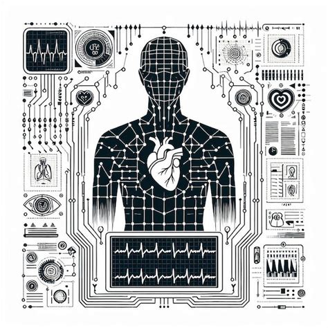 premium vector automated ecg interpretation silhouette line art