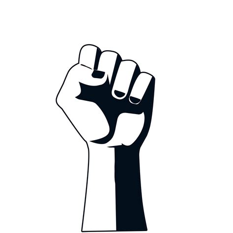 Bold Illustration Of A Raised Fist In Black And White Symbolizing