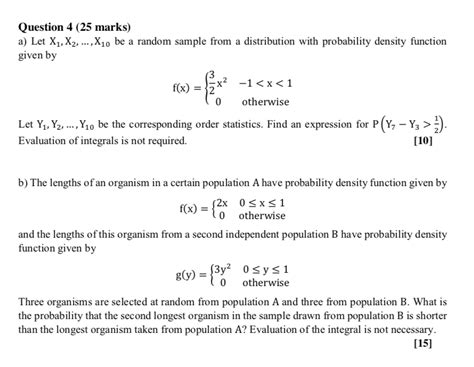 Solved Question 4 25 Marks A Let X1 X2 X10 Be A Chegg Com