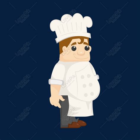 Fat Chef 45 Degrees Standing Posture Vector Material Standing 45
