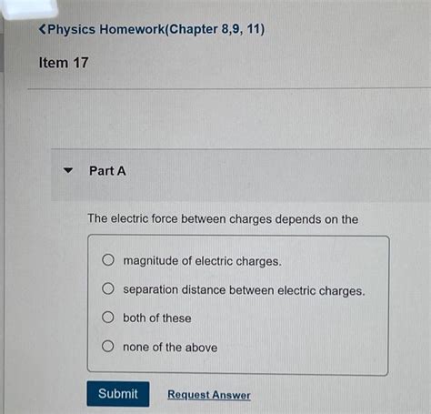 Solved The Electric Force Between Charges Depends On The