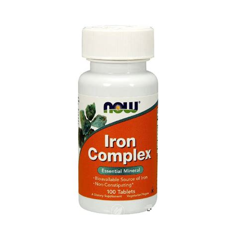 Iron Complex, 100 tablete, Now Foods, Complex de vitamine si minerale ...