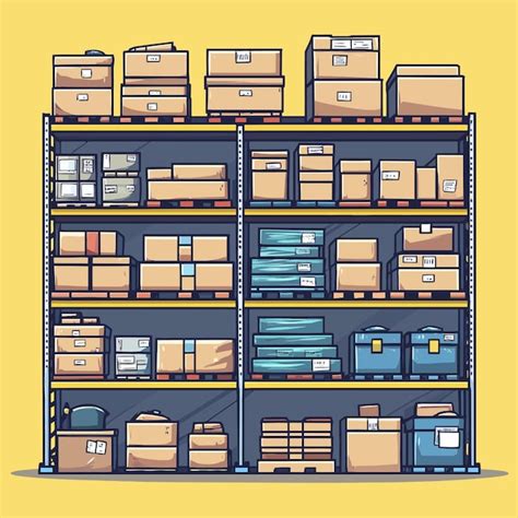 Charming Cartoon Warehouse With Inventory Carts Vector Illustration