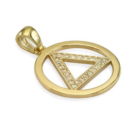 Diamond Aa Alcoholics Anonymous Sobriety Pendant 040ct In 14k Yellow