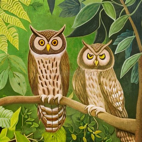 Owl Watercolor Painting Botanical Illustration For Printing