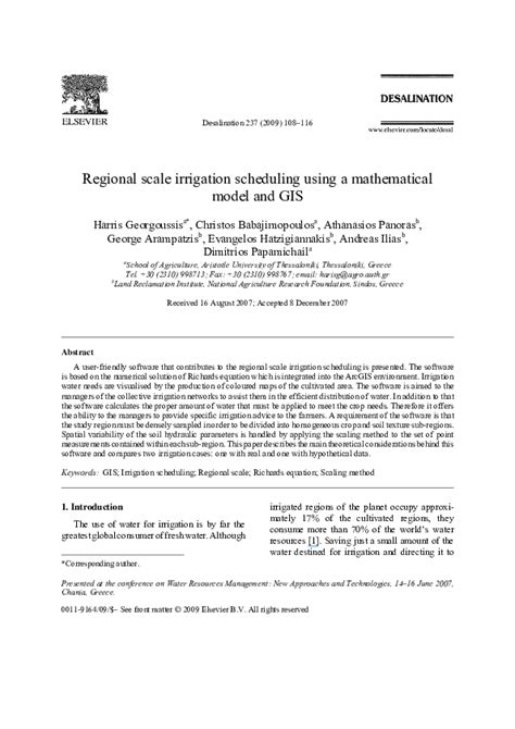 Pdf Regional Scale Irrigation Scheduling Using A Mathematical Model