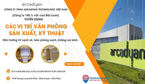 Công ty TNHH Arcadyan Technology Việt Nam Tuyển dụng Nhiều Vị trí Vị trí Văn phòng Kỹ thuật