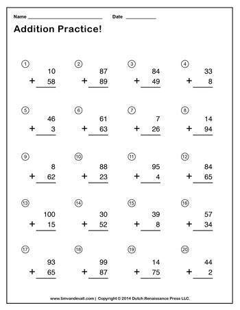 Double Digit Addition 1 Tim S Printables