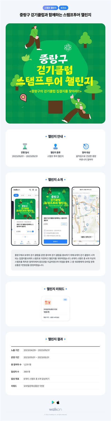 스탬프 투어 챌린지 중랑구 걷기클럽과 함께하는 스탬프투어 챌린지 워크온 헬스케어