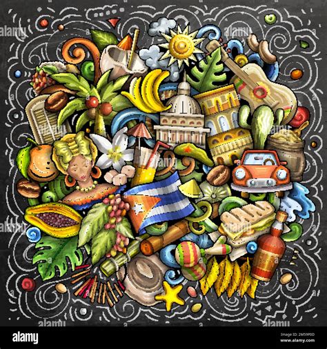 Cuba Cartoon Doodle Illustration Funny Cuban Design Stock Vector Image