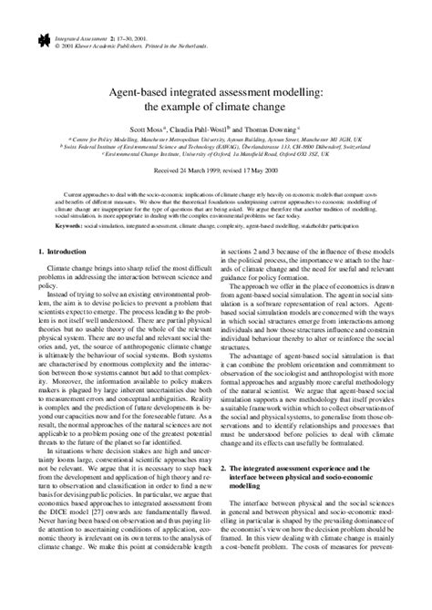 Pdf Agent Based Integrated Assessment Modelling The Example Of