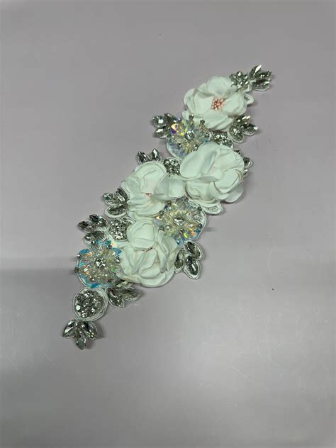 Penelope White 3d Crystalled Lace Applique Mm Dance Supplies
