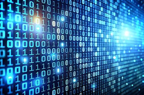 data management concept glossy background with cascading binary code
