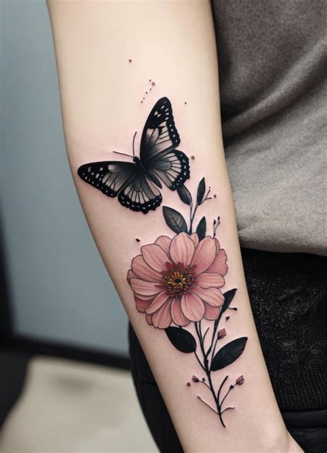 Tatuaje De Flor Y Mariposa En El Brazo Para Mujeres Y Hombres Tattoo