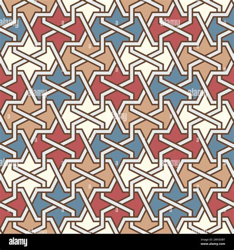 Abstract Tangled Modern Mosaic Pattern Based On Traditional Oriental Arabic Geometry Seamless