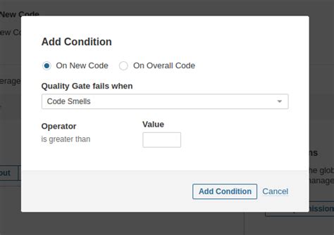 Limit New Defects In Quality Gate Maintainability Rating A With 380 New Code Smells