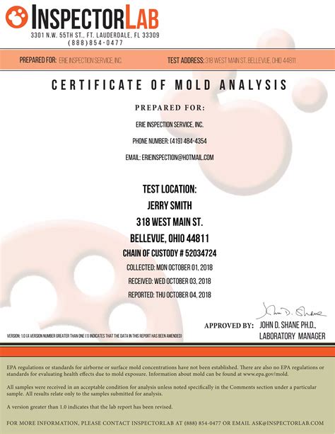 Sample Mold Report Pdf