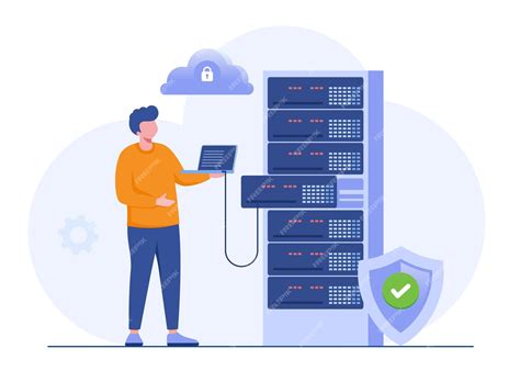 Premium Vector Data Server Concept Storage Technology Cloud System Database Template Of People