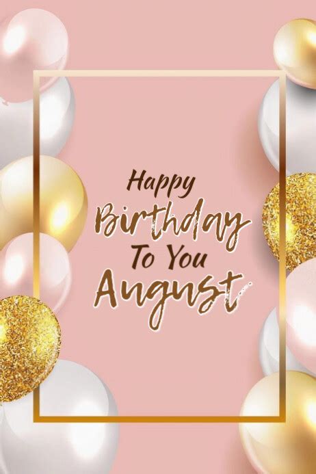 Maximalist Happy Birthday August Banner 4 × 6 Template Postermywall