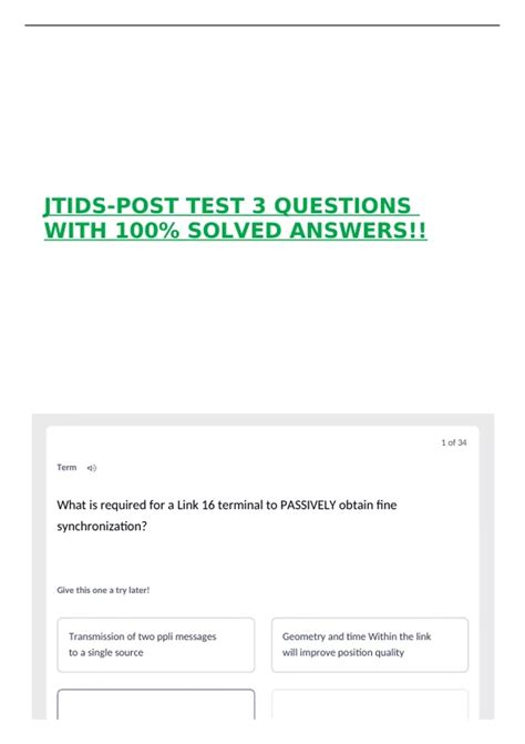 Jtids Post Test 3 Questions With 100 Solved Answers Jtids Stuvia Us