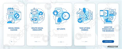 Ways To Break Social Media Addiction Blue Onboarding Mobile App Stock Vector 5022154 Crushpixel