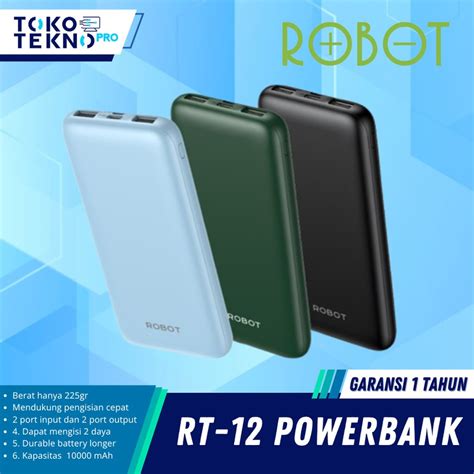 Jual Robot Rt12 Rt 12 Powerbank 10000 Mah Dual Input Output Slim Original Shopee Indonesia