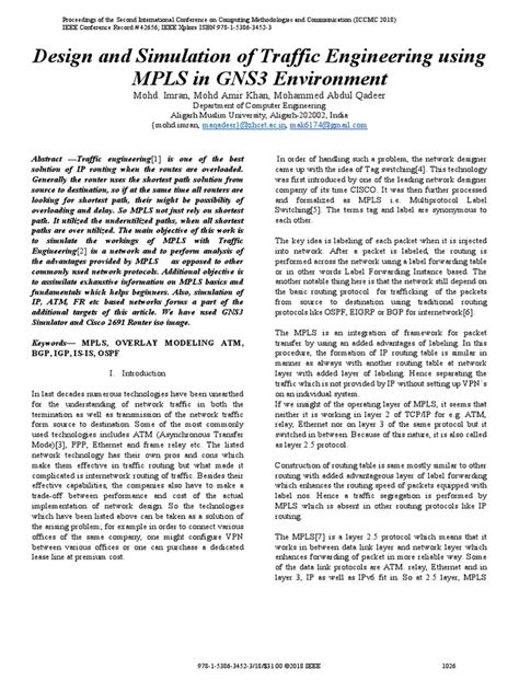 07 Design And Simulation Of Traffic Engineering Using Mpls In Gns3