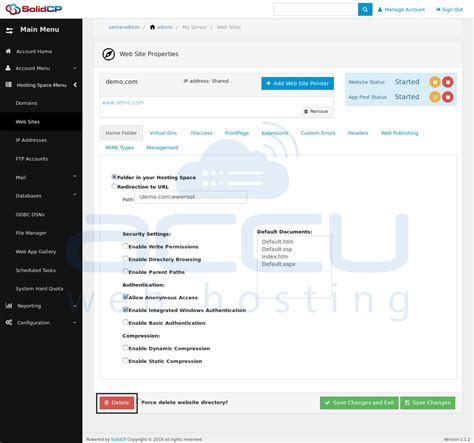 How To Delete A Website From Solidcp Accuwebhosting