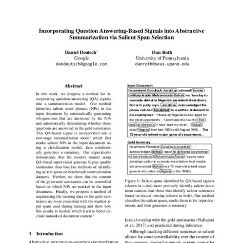 Incorporating Question Answering Based Signals Into Abstractive Summarization Via Salient Span