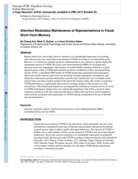 Pdf Attention Modulates Maintenance Of Representations In Visual