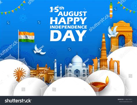 361 Illustration Of Famous Indian Monument And Landmark For Happy