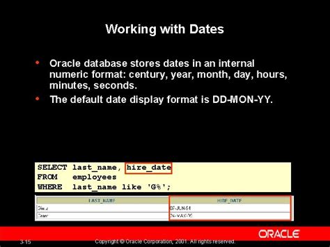 3 SingleRow Functions Copyright Oracle Corporation 2001 All