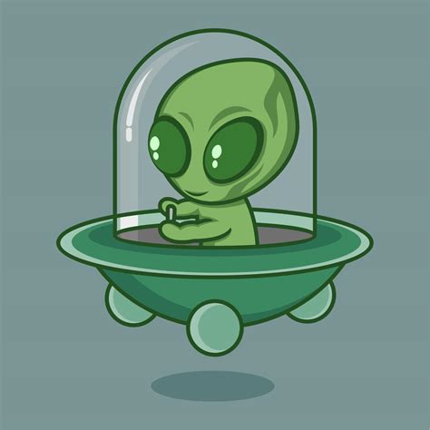 Cute Cartoon Alien With Ufo 20792523 Vector Art At Vecteezy