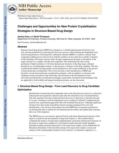 Pdf Challenges And Opportunities For New Protein Crystallization