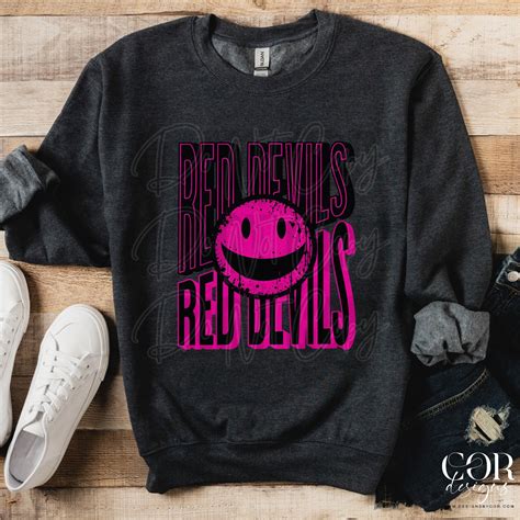 Red Devils Pink And Black Smiley Face Earthline Customs
