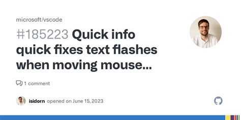 quick info quick fixes text flashes when moving mouse over it · issue
