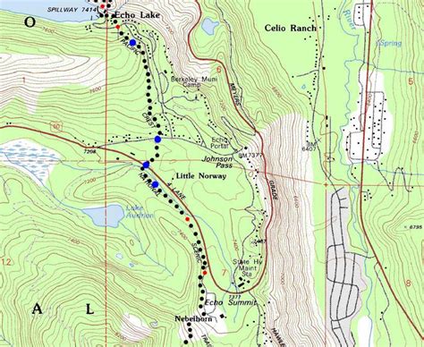 Backpacking Topo Map Echo Lake To Echo Summit Meiss Country