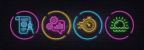 Cogwheel Timer And Divider Document Minimal Line Icons For Web