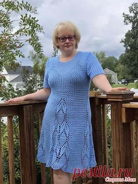 Платье крючком голубое Вязание Страна Мам Крючком ПЛАТЬЕ сарафан ТУНИКА Постила