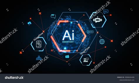 Modern Ai Assistant Concept Glowing Hexagonal Stock Illustration