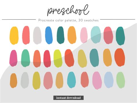 Preschool Procreate Color Palette Swatches Ipad Lettering Procreate Tools Primary Colors Fun