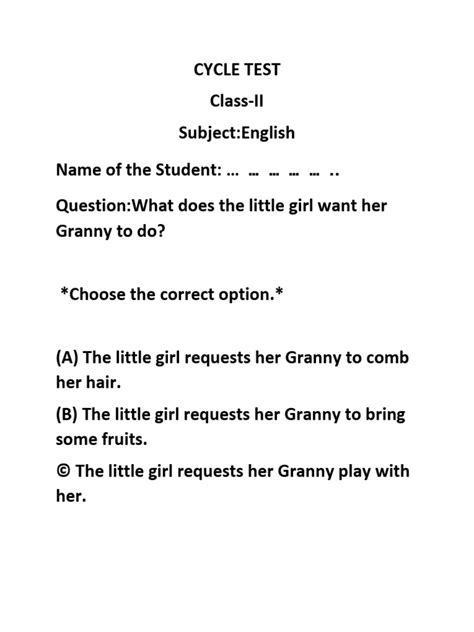 Cycle Test Class Ii English Pdf