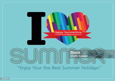 Saya Suka Kartu Desain Ide Konsep Summer Ilustrasi Stok Unduh Gambar
