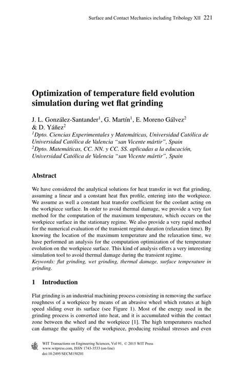 Pdf Optimization Of Temperature Field Evolution Simulation During Wet