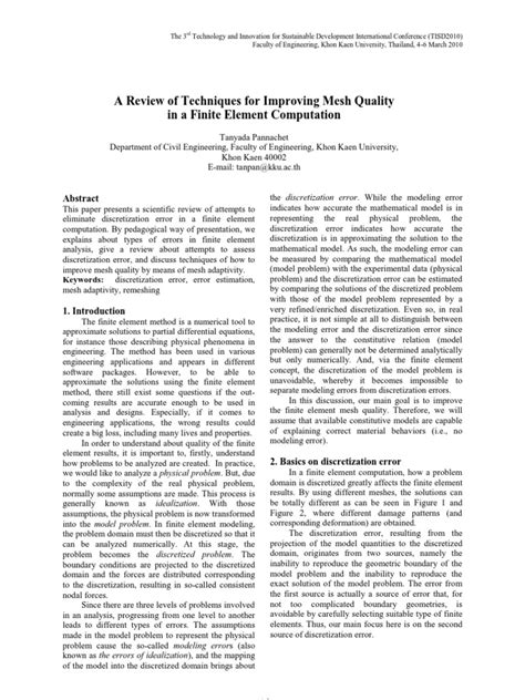 A Review Of Techniques For Improving Mesh Quality In A Finite Element