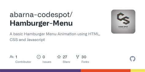 Github Abarna Codespothamburger Menu A Basic Hamburger Menu Animation Using Html Css And