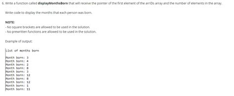 Solved Write A Function Called DisplaylDnumbers That Will Chegg