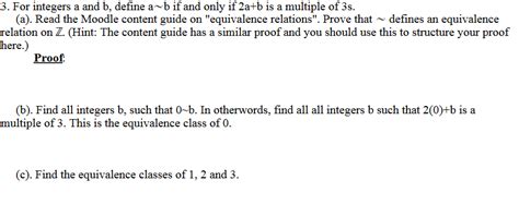 Solved For Integers A And B Define A~b If And Only If 2ab