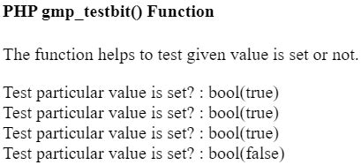 PHP GMP gmp testbit 函数 极客笔记